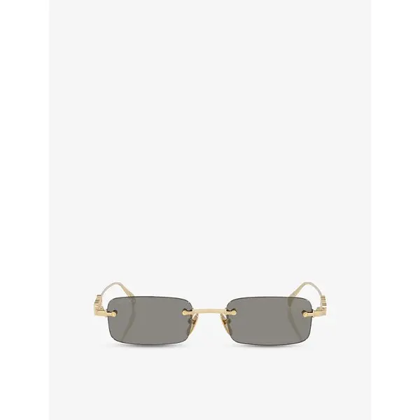 Gucci Gg1808s Rectangle-frame Sunglasses - Gold