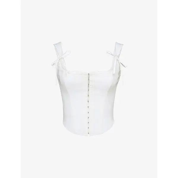 House Of Cb Kikki Stretch-cotton Corset Top - White