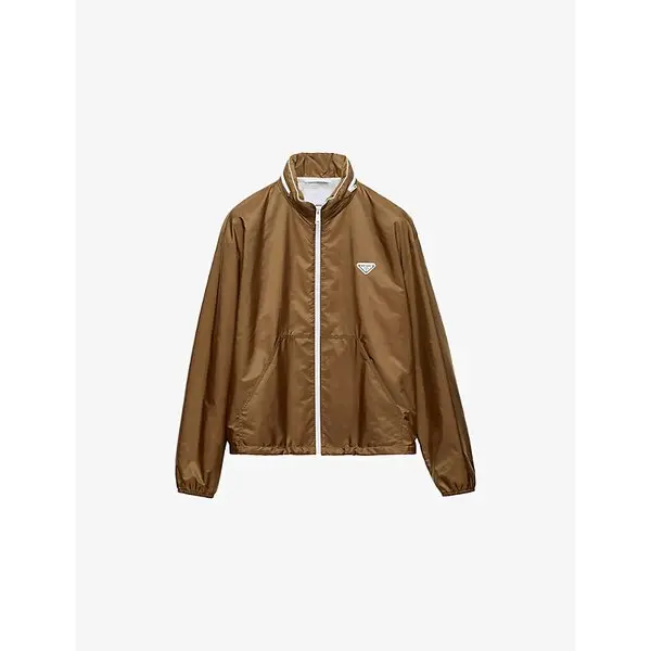 Prada Triangle-Logo Re-Nylon Jacket - Brown | Editorialist