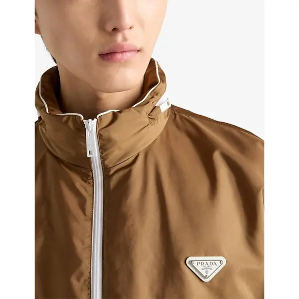 Prada Triangle-Logo Re-Nylon Jacket - Brown | Editorialist