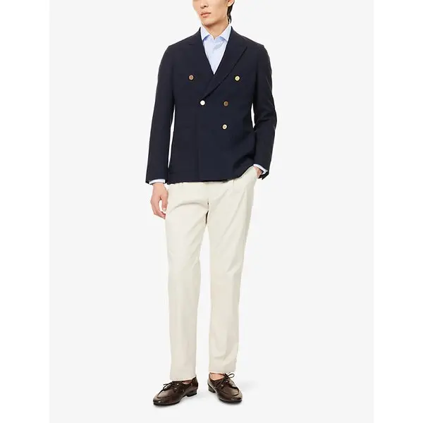 Paul Smith Double-breasted Notched-collar Woven Jacket