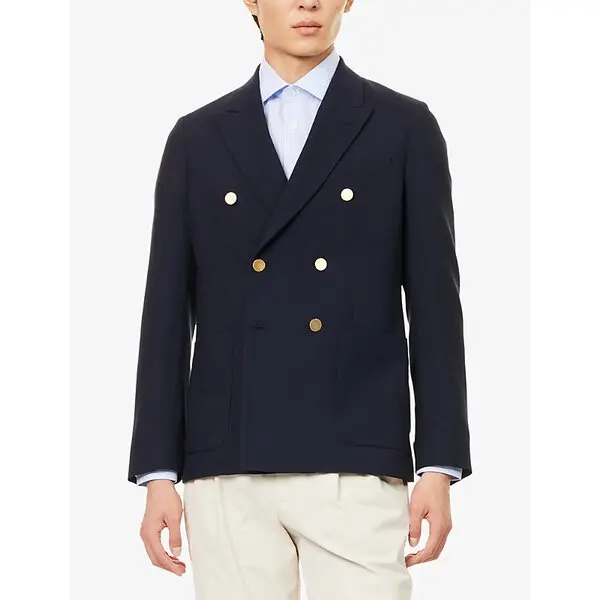 Paul Smith Double-breasted Notched-collar Woven Jacket