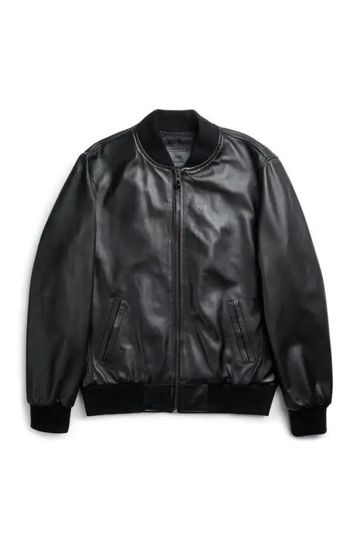 LAST WOLF Elk Leather Bomber Jacket - Black