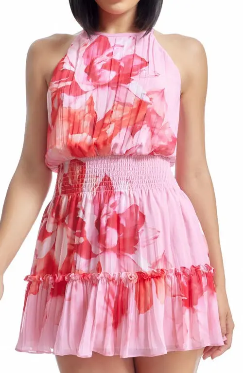 Dress The Population Kaylee Floral Plissé Minidress