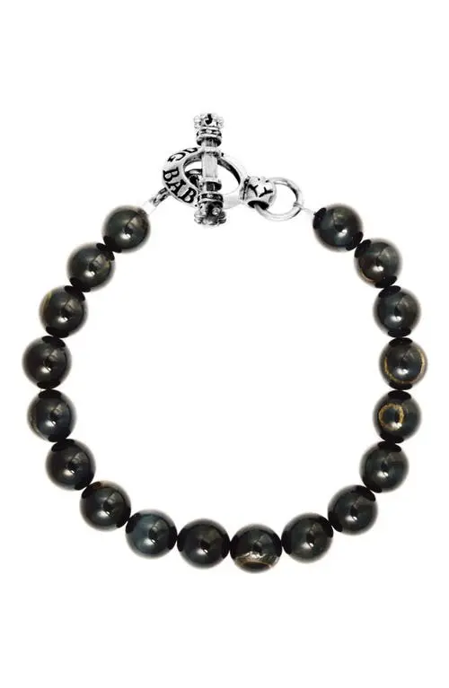KING BABY STUDIO 10mm Tiger Eye Bracelet - Silver/blue
