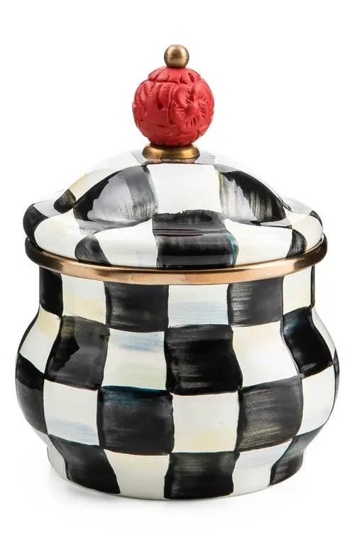 MACKENZIE-CHILDS Courtly Check Lidded Sugar Bowl - Black/ White
