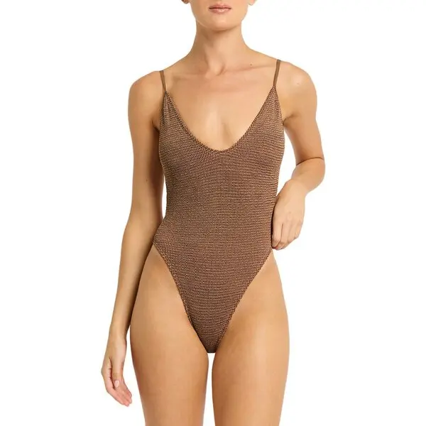 Bond Eye Everly Crinkle One-piece Swimsuit - Cocoa Butter Lurex