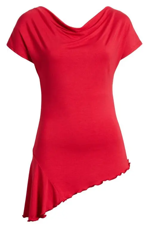 Loveappella Ruched Asymmetric Top - Red