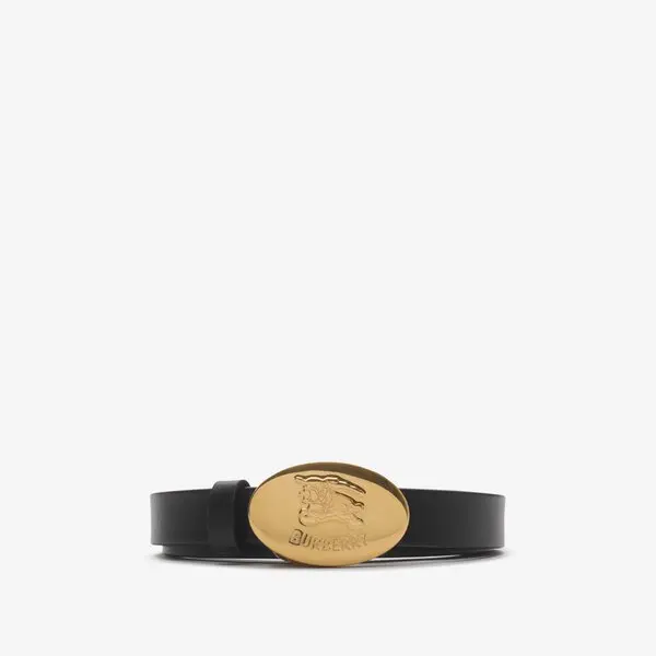 Burberry Thin Reversible Leather Oval Knight Stamp Belt - Black/hazel