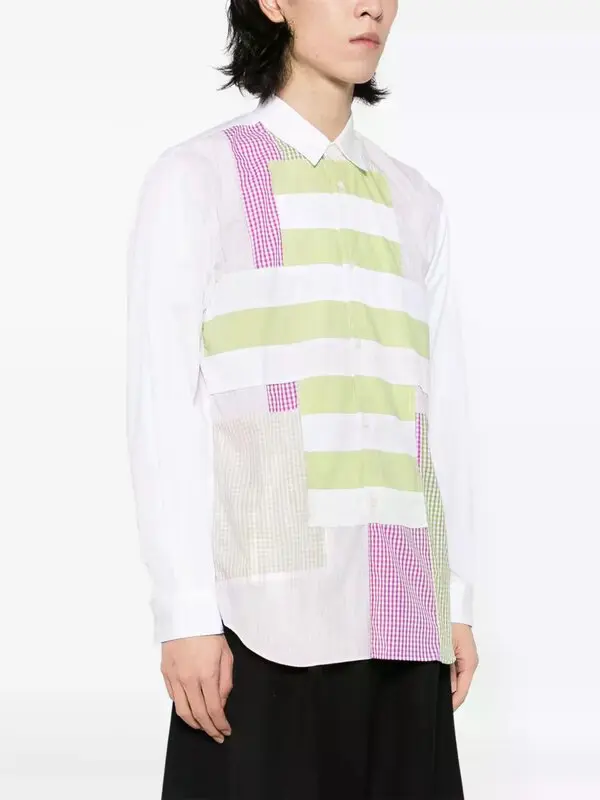 Comme Des Garçons Striped And Gingham Patchwork Shirt