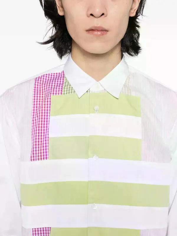 Comme Des Garçons Striped And Gingham Patchwork Shirt
