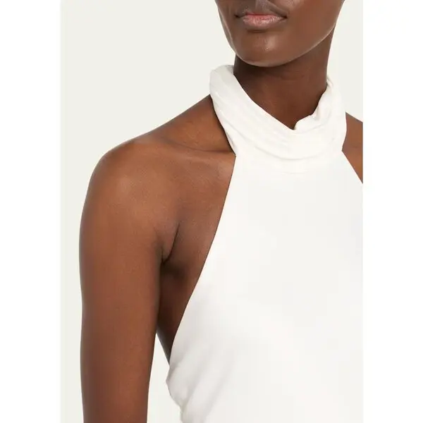 Ramy Brook Tatiana Low-cut Halter Column Gown - Ivory