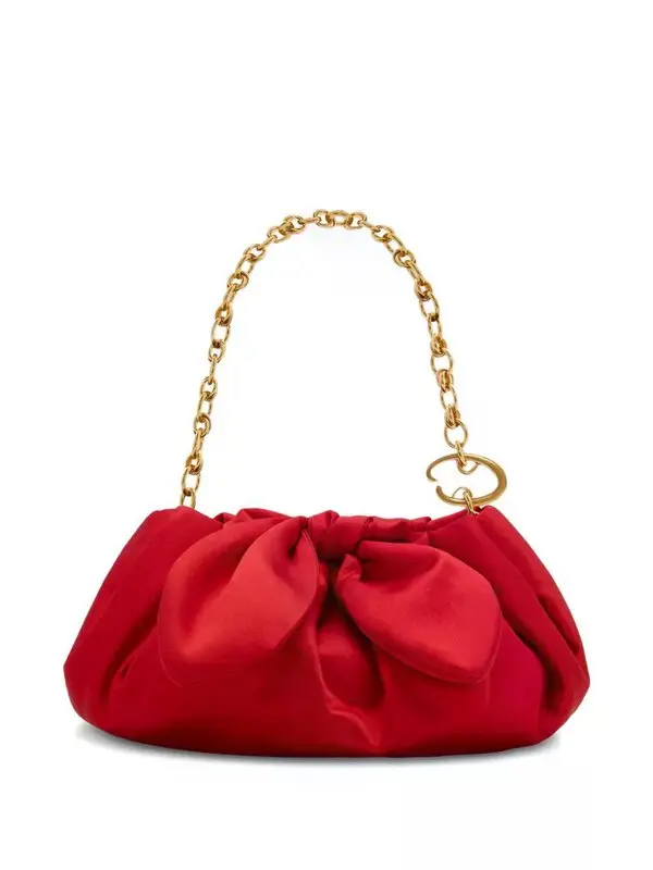 Oscar De La Renta Satin Clutch With Bow Detailing - Red