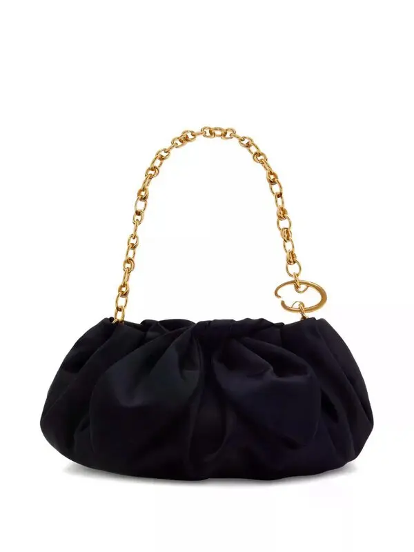Oscar De La Renta Satin Clutch With Chain - Blue