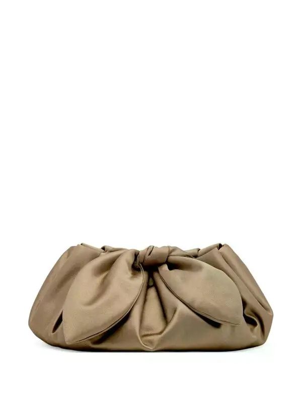 Oscar De La Renta Satin Clutch With Bow Detail - Brown
