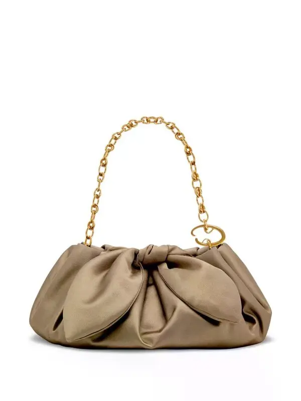 Oscar De La Renta Satin Clutch With Bow Detail - Brown