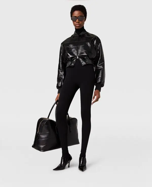 Stella McCartney Crocodile-embossed Cropped Bomber Jacket