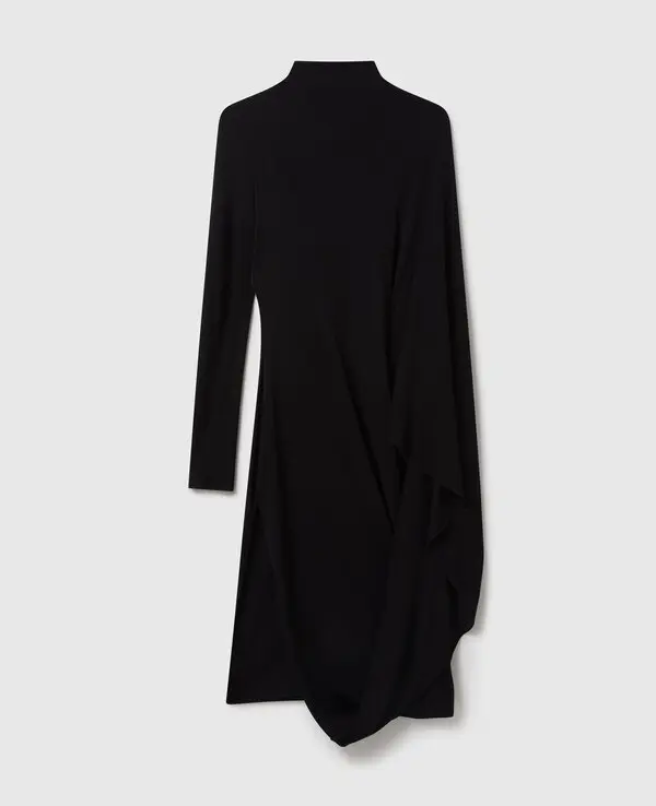 Stella McCartney Asymmetric Cape Midi Dress - Black