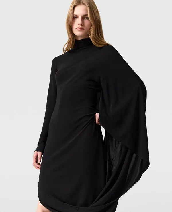 Stella McCartney Asymmetric Cape Midi Dress - Black