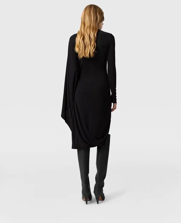 Stella McCartney Asymmetrical Cape Midi Dress - Black