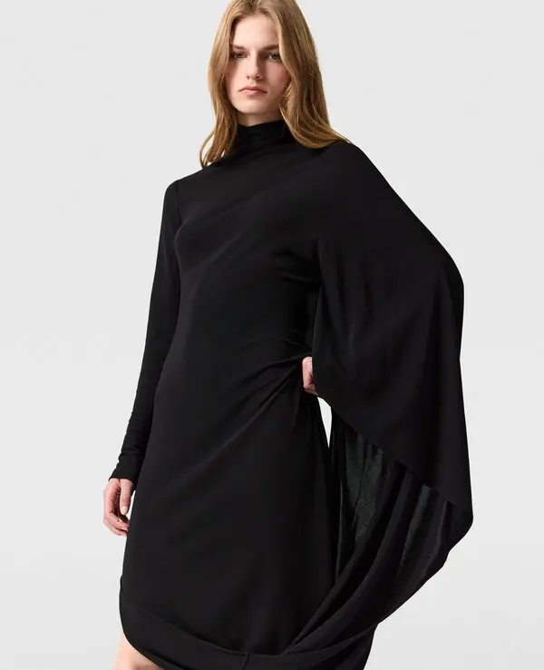 Stella McCartney Asymmetrical Cape Midi Dress - Black