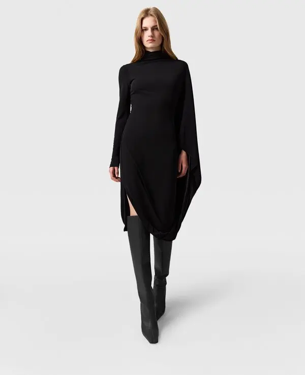 Stella McCartney Asymmetrical Cape Midi Dress - Black
