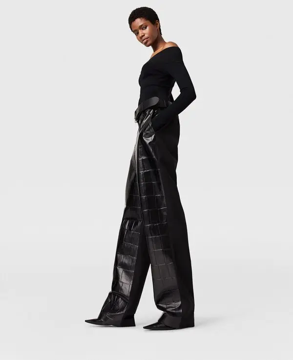 Stella McCartney Crocodile-embossed Straight-leg Pants