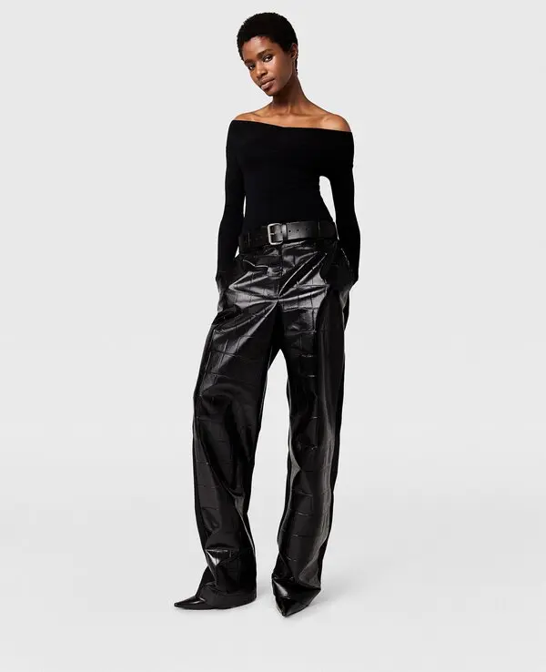 Stella McCartney Crocodile-embossed Straight-leg Pants