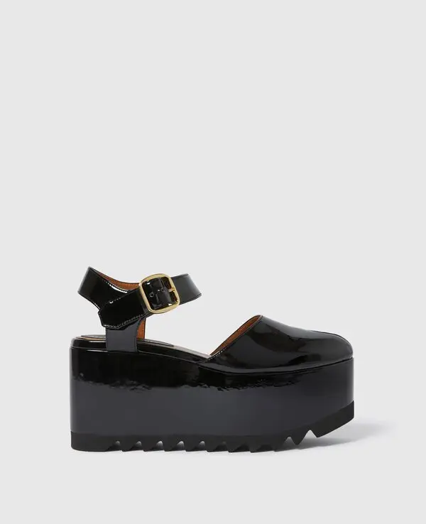 Stella McCartney Elyse Patent Platform Sandals - Black