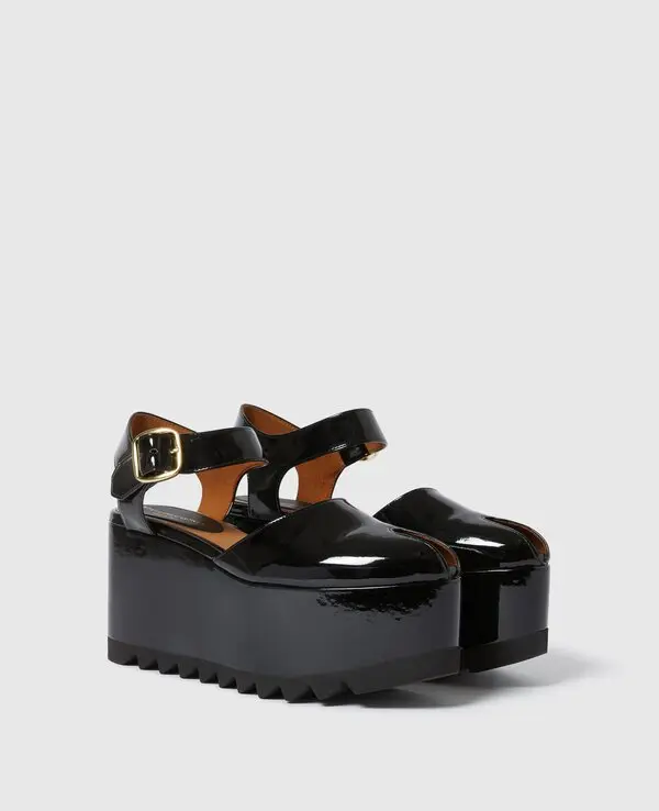 Stella McCartney Elyse Patent Platform Sandals - Black