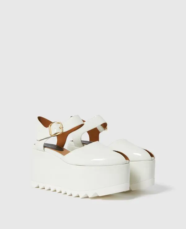 Stella McCartney Elyse Patent Platform Sandals - Ivory