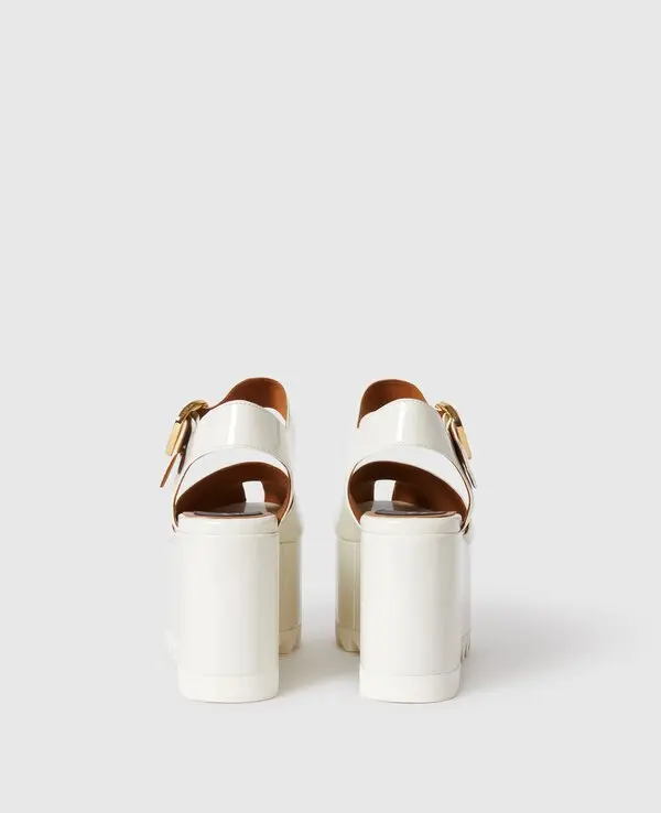 Stella McCartney Elyse Patent Platform Sandals - Ivory