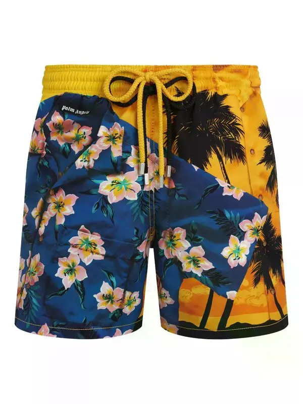 Vilebrequin X Palm Angels Hawaiin Mix Swim Shorts - Blue