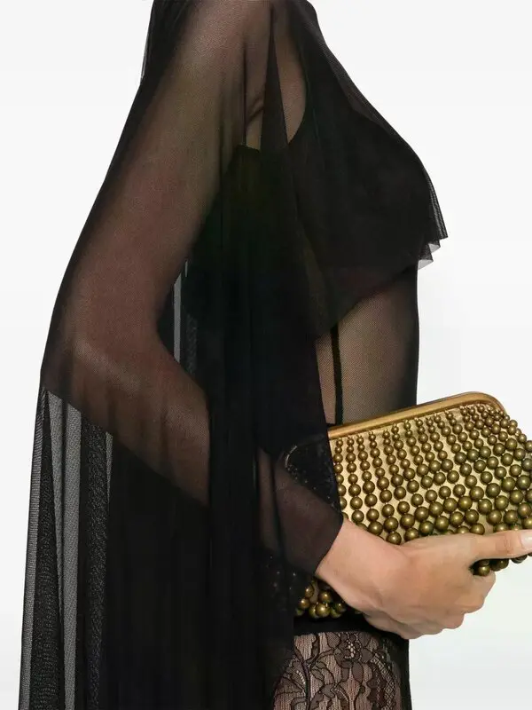 ATU BODY COUTURE Mesh Bodysuit And Cape Set - Black