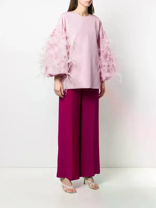 Valentino Garavani Feathered Sleeve Top