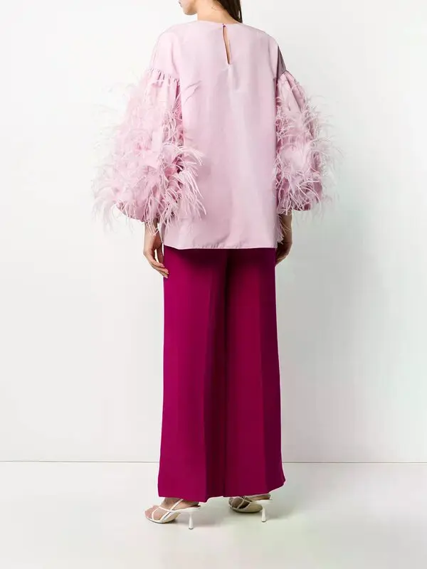 Valentino Garavani Feathered Sleeve Top