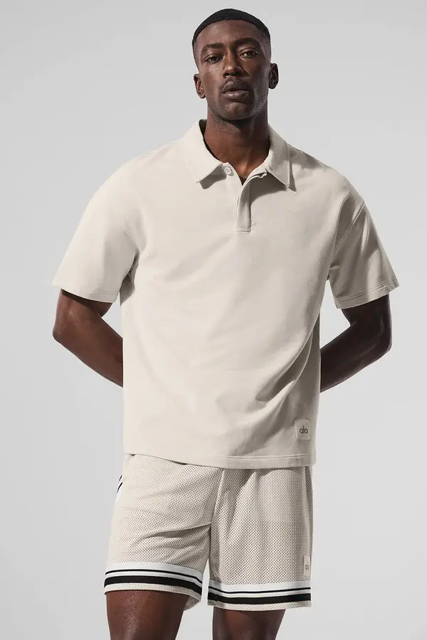 Alo Yoga Double Take Short Sleeve Polo Top - Bone