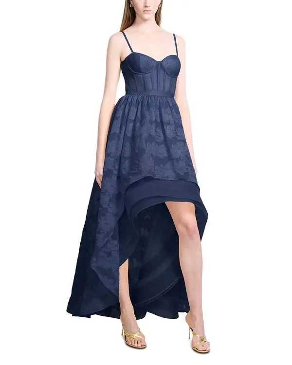 sachin and babi light blue dress Bcbgmaxazria High-Low Organza Tulle Gown In Navy - 48% Off