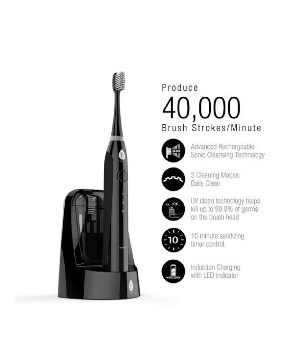 PURSONIC Electric Smart Series Rechargeable Toothbrush With Uv Sanitizing Function - Black