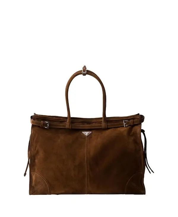 Prada Suede Tote Bag - Brown