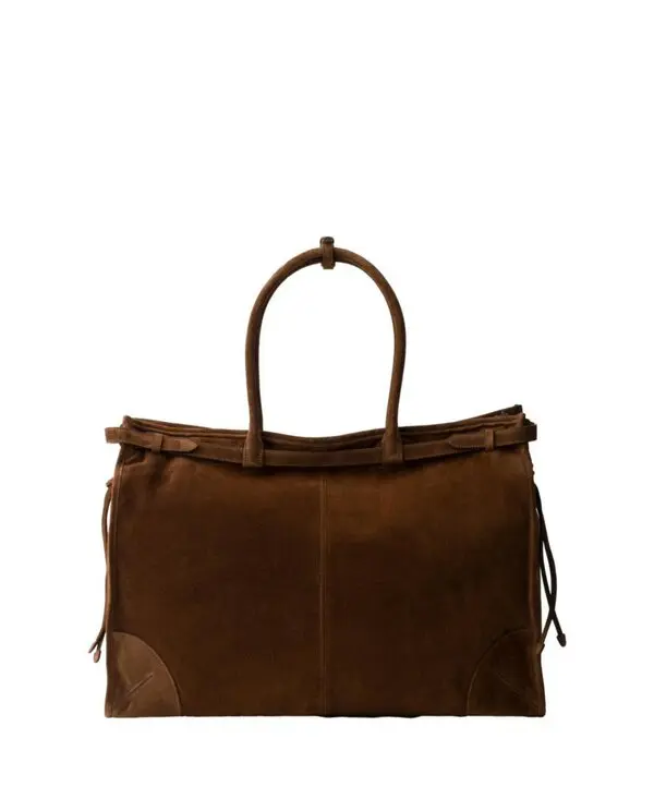 Prada Suede Tote Bag - Brown