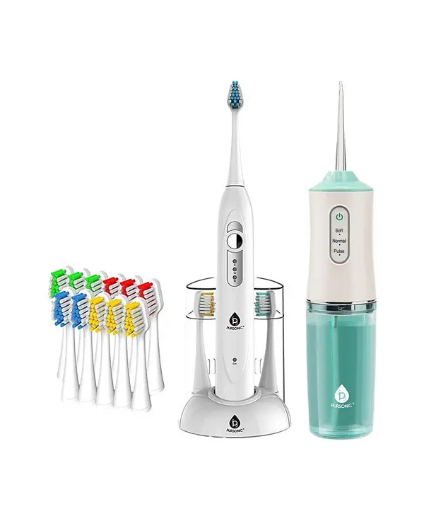 PURSONIC Electric Rechargeable Toothbrush & Water Flosser Duo With Multi-year Supply - Multicolor
