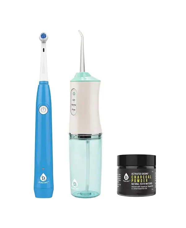 PURSONIC Complete Dental Care Power Pack Electric Toothbrush, Water Flosser & Whitening Powder - Multicolor