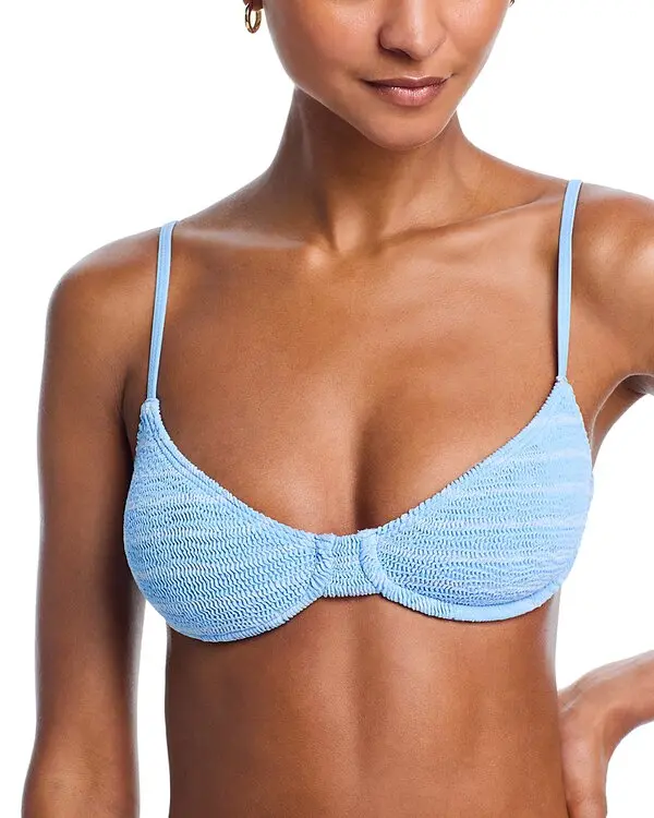 Bond Eye Gracie Balconette Bikini Top - Powder Blue Stripe