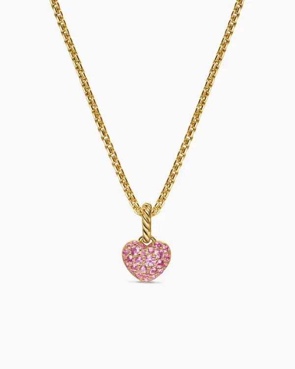David Yurman Petite Pavé Heart Amulet - Pink Sapphire