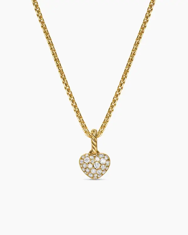 David Yurman 18k Yellow Gold Petite Pavé Heart Amulet - Diamond