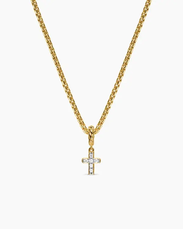 David Yurman 18k Yellow Gold Micro Pavé Cross Amulet Diamond