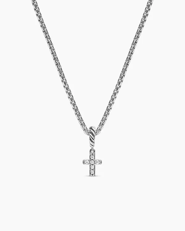 David Yurman Sterling Silver Cross Amulet With Diamonds - Diamond