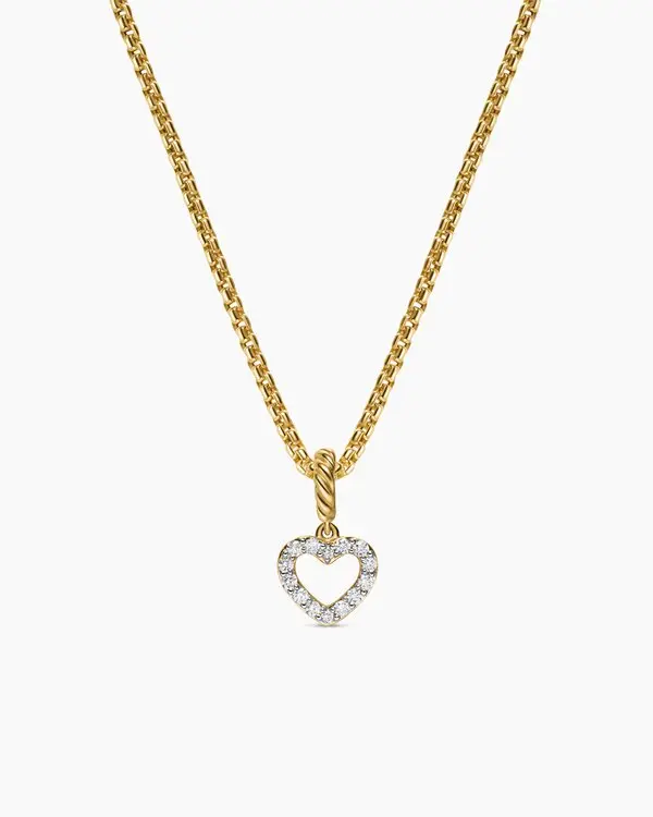 David Yurman 18k Yellow Gold And Open Heart Amulet - Diamond