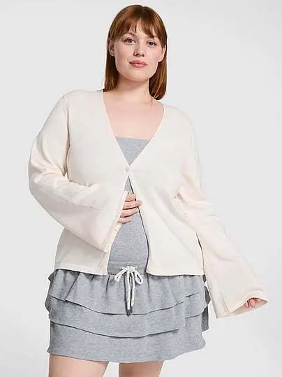 Pink One-button Knit Cardigan